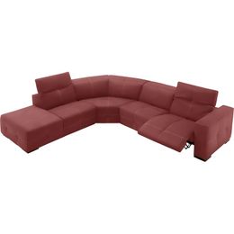 Egoitaliano Ecksofa &raquo;Sauvanne, Designsofa der Extraklasse, elegant und bequem, L-Form&laquo; wahlweise mit elektrischer Relaxfunktion, Kopfteilverstellung rot Leder &raquo;