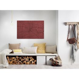 A.S. Cr&eacute;ation Leinwandbild &raquo;metropolitan 3&laquo; Kunst Modern 1 Stk. tlg. Keilrahmen Bild Stadtplan Karte Rot Leinwand-Bild Wohnzimmer modern rot Holz, Stahl B/H/T: 90cm