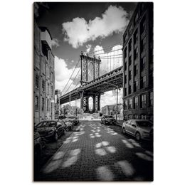 Artland Leinwandbild &raquo;Manhattan Bridge in Brooklyn, New York&laquo; New York 1 Stk. tlg. auf Holzrahmen gespannt schwarz Leinwand B/H/T: 20cm x 30cm, Leinwandbild 