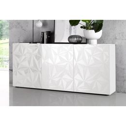 Home Affaire Sideboard &raquo;Prisma Breite 181, Kommode 3 T&uuml;ren, Anrichte&laquo; Front mit elegantem Siebdruck, grifflos, viel Stauraum wei&szlig; B/H/T: 181cm x 84cm 