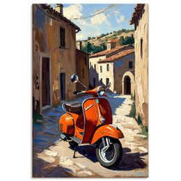 Artland Wandbild &raquo;Roter Motorroller im S&uuml;den von Italien&laquo; 1 Stk. tlg. als Alubild, Leinwandbild, Poster, Wandaufkleber in verschied. Gr&ouml;&szlig;en B/H/T: 60cm x 90cm