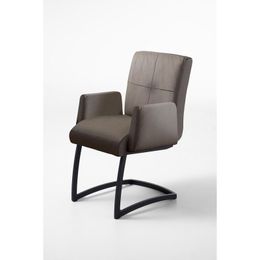 exxpo - sofa fashion Freischwinger &raquo;Affogato mit komfortablen Armlehnen&laquo; () attraktiven Kreuznaht in der R&uuml;ckenlehne grau Metall, Stoff B/H/T: 59cm x 
