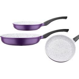 GSW Pfannen-Set &raquo;Violet Rose&laquo; Aluminiumguss Set, 1x Bratpfanne &Oslash; 20 cm - 1,0 l, 1x Bratpfanne &Oslash; 28 cm - 2,8 l, 2 Stk. tlg. Induktion lila &Oslash; 28cm