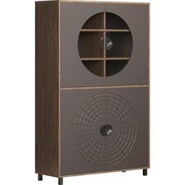 Home Affaire Hochkommode &raquo;Fusion&laquo; 1 Stk. tlg. Vitrine mit besonderem Kreismuster - Hochzeitsschrank in Vintageoptik braun B/H/T: 97cm x 163cm x 42cm, 