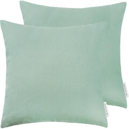 Tom Tailor HOME Dekokissen &raquo;Dove&laquo; unifarben, Kissenh&uuml;llen ohne F&uuml;llung, 2er Pack gr&uuml;n Baumwolle B/L: 40cm x 40cm, 2 Stk.