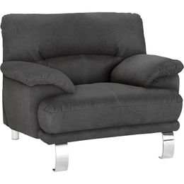 Trendmanufaktur Sessel &raquo;Cecilia II, Loungesessel in italienischem Design&laquo; breite und bequeme Armlehnen grau Microfaser Vintage (100% Polyester);