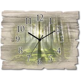 Artland Wanduhr &raquo;Wald im Gegenlicht&laquo; wahlweise mit Quarz- oder Funkuhrwerk, lautlos ohne Tickger&auml;usche gr&uuml;n B/H/T: 40cm x 30cm x 0,6cm, Funkuhr