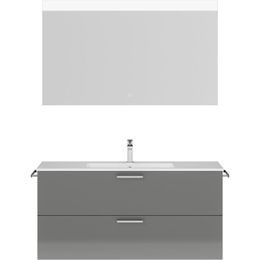 Nobilia Badm&ouml;bel-Set &raquo;Tolvina&laquo; vormontiert, mit Soft-Close, 2 Stk. tlg. grau B/H/T: 121cmcm x 169cmcm x 48,7cmcm, Griffe edelstahlfarbig