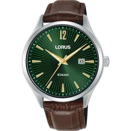 Lorus Herren Lorus Quarzuhr Armbanduhr, Herrenuhr, Lederarmband, analog, Tag braun Einheitsgr&ouml;&szlig;e