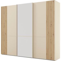 Musterring Schwebet&uuml;renschrank &raquo;Isabelle&laquo; T&uuml;ren mit Lamellenoptik, mittige Spiegelt&uuml;r, verschiedene Gr&ouml;&szlig;en beige Hartfaserplatte, Holzwerkstoff, Kristallglas 
