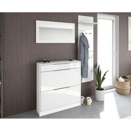 borchardt M&ouml;bel borchardt M&ouml;bel Garderoben-Set &raquo;Oliva, Schuhschrank, Spiegel, Garderobenpaneel&laquo; 3 Stk. tlg. wei&szlig; Holzwerkstoff Einheitsgr&ouml;&szlig;e