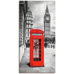 Artland Leinwandbild &raquo;London Telefonzelle&laquo; Architektonische Elemente 1 Stk. tlg. auf Holzrahmen gespannt rot B/H/T: 50cm x 100cm, Leinwandbild 