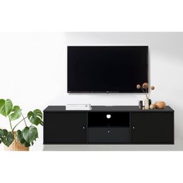 TV-Board &raquo;Mistral Fernsehschrank, Medienm&ouml;bel, H&auml;ngend&laquo; mit T&uuml;ren mit Akustikstoff, Kabeldurchf&uuml;hrung, Lowboard, B: 161,5 cm schwarz B/H/T: 161,5cm x 