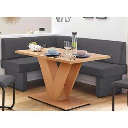 Home Affaire Eckbank &raquo;Nils&laquo; Sitz und R&uuml;cken gepolstert, verschiedene Qualit&auml;ten grau Holzwerkstoff, Massivholz, Polyester B/H/T: 182cm x 89cm x 142cm,
