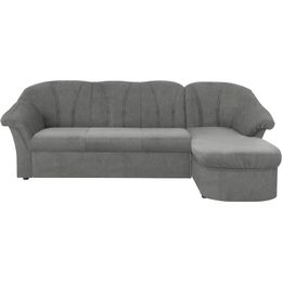 DOMO collection Ecksofa &raquo;Pegnitz, elegante R&uuml;ckensteppung, kompakte Stellma&szlig;e 238/141cm, L-Form&laquo; wahlweise mit Bettfunktion grau 100% Polyester B/H/T: