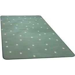 PRIMAflor-Ideen in Textil Kinderteppich &raquo;STELLA, Made in Belgium&laquo; rechteckig 5 mm H&ouml;he Motiv Sterne, Kinderzimmer gr&uuml;n Polyamid B : 140cm 1 Stk., 5mm,