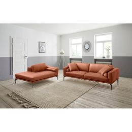 Egoitaliano Polstergarnitur &raquo;Masu, Design trifft sensationellen Sitzkomfort&laquo; Set besteht aus 2,5-Sitzer, freistehende Ottomane und 3 Rollkissen rot Leder &raquo;BULL&laquo; (