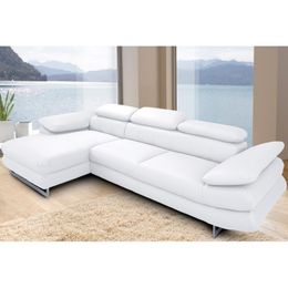COTTA Ecksofa &raquo;Solution L-Form&laquo; mit Arm- & Kopfteilverstellung, wahlweise mit Schlaffunktion wei&szlig; B/H/T: 270cm x 73cm x 167cm, Kunstleder SOFTLUX ,mit