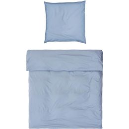 M&ouml;ve Bettw&auml;sche &raquo; Luxury Bettw&auml;sche Set&laquo; 2 Stk. mit elegantem Zierstick blau Satin, Obermaterial: 100% Baumwolle B/L: 135cm x 200cm, Satin, B/L: 80cm x 