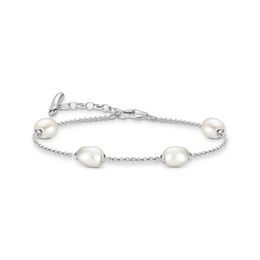 Thomas Sabo Damen Thomas Sabo Perlenarmband &raquo;Natural Beauty Armband fein, Bold Elegance&laquo; mit S&uuml;&szlig;wasserzuchtperle bunt 19, Perlen Silber 925 (recycelt)