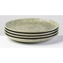 gipfelst&uuml;ck Dessertteller &raquo;Teller Set, Moos'n'Stein&laquo; Scandi-Style, gl&auml;nzende Reaktivglasur, jedes St&uuml;ck ein Unikat gr&uuml;n Steinzeug 21cm