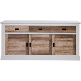 Jahnke Sideboard &raquo;HAMPTON SB 160&laquo; 1 Stk. tlg. Sideboard, Landhausstil, 3 Schubladen und 3 T&uuml;ren, Breite ca. 160 cm wei&szlig; Holzwerkstoff B/H/T: 158cm x 81,8cm x