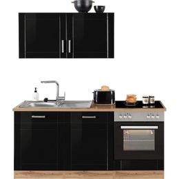 KOCHSTATION K&uuml;chenzeile &raquo;KS-Tinnum&laquo; ohne E-Ger&auml;te, Breite 180 cm schwarz B/H/T: 180cm x 60cm