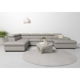 OTTO home Wohnlandschaft &raquo;Alberto U-Form&laquo; mit Kopfteilverstellung, wahlweise mit Schlaffunktion grau Luxus-Microfaser in Lederoptik (100% Polyester);