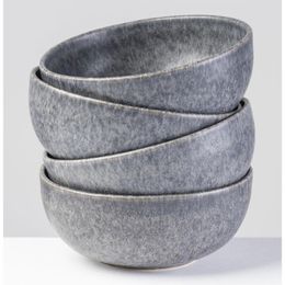 gipfelst&uuml;ck M&uuml;slischale &raquo;Moos'n'Stein&laquo; 4 Stk. aus Steinzeug Scandi-Style, gl&auml;nzende Reaktivglasur, jedes St&uuml;ck ein Unikat grau Steinzeug &Oslash; 15cm