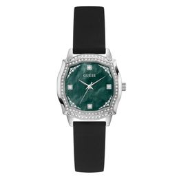 Guess Damen Quarzuhr &raquo;LIV&laquo; Armbanduhr, Damenuhr, Silikonarmband, Kristallsteine schwarz Einheitsgr&ouml;&szlig;e