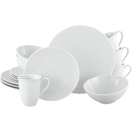 Creatable Kombiservice &raquo;Sofia, Kombi-Service 16 tlg&laquo; Klassisch-elegantes Relief wei&szlig; Porzellan 16 Stk.