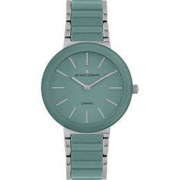 Jacques Lemans Damen Quarzuhr &raquo;Monaco&laquo; Armbanduhr, Damenuhr, Keramik, analog gr&uuml;n Einheitsgr&ouml;&szlig;e