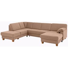 Home Affaire Wohnlandschaft &raquo;Belfort U-Form&laquo; mit Federkern, wahlweise mit Schlaffunktion und Stauraum braun Luxus-Microfaser Vintageoptik(100% 