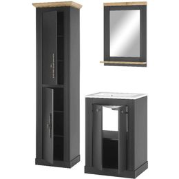 OTTO home Badm&ouml;bel-Set &raquo;WESTMINSTER, Bad im Landhausstil, 3-teiliges Badezimmer&laquo; 3 Stk. tlg. grau B/H/T: 130cmcm x 203cmcm x 46cmcm