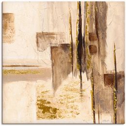 Artland Leinwandbild &raquo;Goldene Silhouette I&laquo; Muster 1 Stk. tlg. auf Holzrahmen gespannt beige Leinwand B/H/T: 70cm x 70cm, Leinwandbild Muster quadratisch, 1 