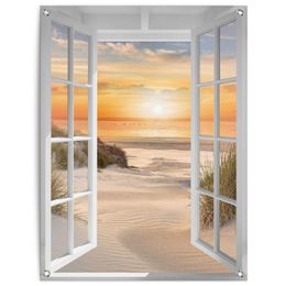 Reinders Poster &raquo;Sonnenuntergang am Strand&laquo; Outdoor f&uuml;r Garten oder Balkon orange Leinwand B/H/T: 60cm x 80cm x 0,1cm
