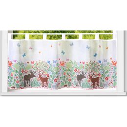Weckbrodt-Gardinen Scheibengardine &raquo;Leo&laquo; Schlaufen 1 Stk. tlg. Bistro, Voile, bedruckt, Winter, HxB 45x120cm, Gardine, Store bunt Voile, Polyester 45cm, Schlaufen, 120cm