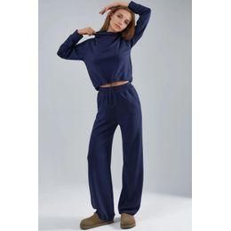 Modal Touch Halbkragenbluse & Elastische Taillenhose
