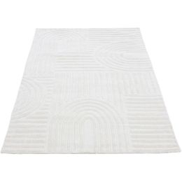 CarpetFine Teppich &raquo;Holly 4 - Soft Touch Microfaser Teppich&laquo; rechteckig 12 mm H&ouml;he Boho Scandi, weiche dichte getuftete Hoch-Tief-Struktur, Wohnzimmer