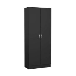 Home Affaire Dreht&uuml;renschrank &raquo;Focus, Kleiderschrank, Stauraum&laquo; mit 2 T&uuml;ren und 5 Einlegeb&ouml;den, Breite 69 cm, H&ouml;he 170 cm schwarz matt schwarz, B/H/T: