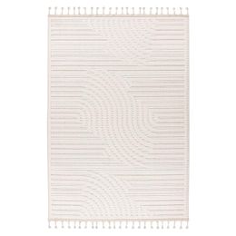 Kayoom Teppich &raquo;Reef 225&laquo; rechteckig 9 mm H&ouml;he Kurzflor, Struktur, mit Fransen, Wohnzimmer beige Polypropylen B : 200cm 1 Stk., 9mm, L: 290cm