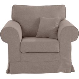 OTTO home Sessel &raquo;Shadmoor&laquo; Hussenoptik, in uni oder mit Blumendruck, passend zur Shadmoor-Serie braun 100% Polyester Struktur, B/H/T: 102cm x 102cm x
