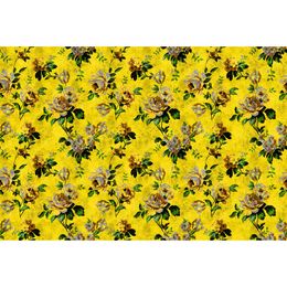 Livingwalls living walls Fototapete &raquo;Walls by Patel Wild Roses 5&laquo; glatt Vlies, Wand, Schr&auml;ge gelb Vlies B/L: 4m x 2,7m