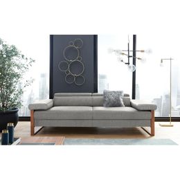 W.Schillig 2,5-Sitzer &raquo;finn&laquo; German Design Award 2016, Fu&szlig;gestell Nussbaum natur, Breite 230 cm grau Flachgewebe S22 (100% Polyester);Stoff S37 (100% 