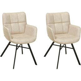 OMG Design Armlehnstuhl &raquo;Marcon&laquo; (Set) 2 Stk.Esszimmerstuhl, pflegeleichter Bezug beige Stoff B/H/T: 59cm x 86cm x 65cm, 2 Stk., Stoff uni