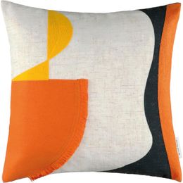 Tom Tailor Kissenh&uuml;lle &raquo;Summer Shapes&laquo; orange Leinen, Leinen, Polyester B/L: 45cm x 45cm, 1 Stk., Leinen