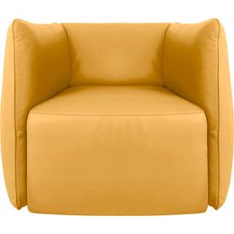 Egoitaliano Sessel &raquo;Ludo Loungesessel, Designsessel, Clubsessel, elegant und zeitlos&laquo; mit tollem Sitzkomfort, Solit&auml;rsessel gelb Leder &raquo;BULL&laquo; (echtes Rindsleder).
