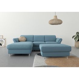 Sit & More sit&more Ecksofa &raquo;Apulia L-Form&laquo; wahlweise Schlaffunktion, Bettkasten und Kopf- und Armteilverstellung blau Webstoff (100% Polyester);Struktur weich (