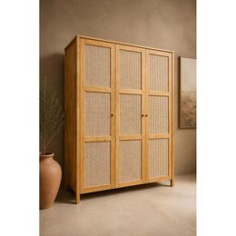 OTTO home Kleiderschrank &raquo;H&auml;llevik Eiche - aus FSC Massivholz, Wiener Geflecht&laquo; Soft-Close &ndash; skandinavisches Design braun Massivholz Eiche Natur, B/H/
