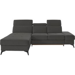 OTTO home Ecksofa &raquo;Cardiz L-Form&laquo; inkl.Kopfteilverstellung und Federkern wahlweise mit Schlaffunktion grau Webstoff (100% Polyester);Luxus-Microfaser 